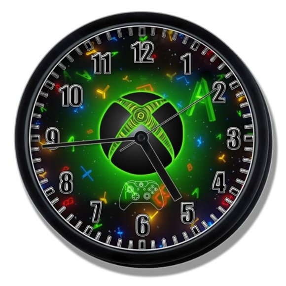 Clock | Wall Decor | Xbox Console Clock Gaming Room Decor Xbox Logo ...
